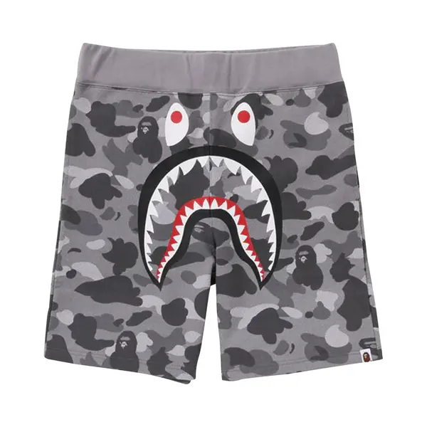 BAPE Honeycomb Camo Shark Sweat Shorts - Grey