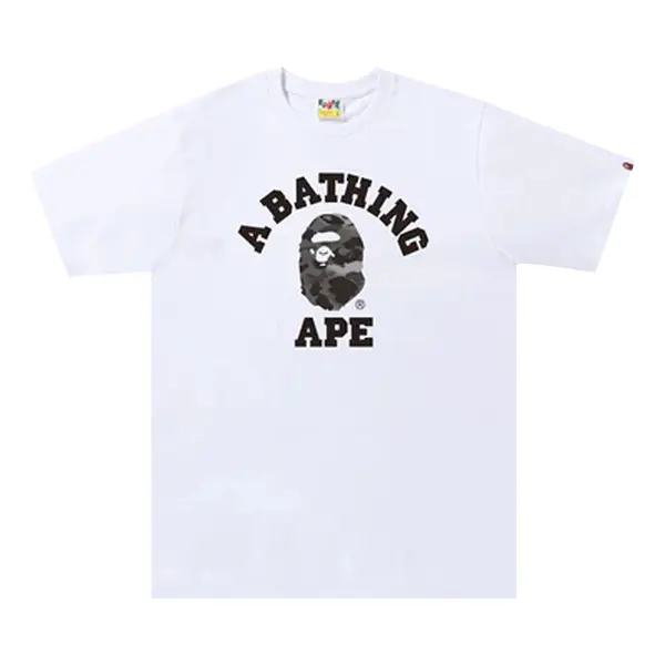 A BATHING APE Grid Camo College Tee - White