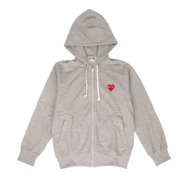 Play Comme Des Garcon Heart Hooded Sweatshirt - Grey