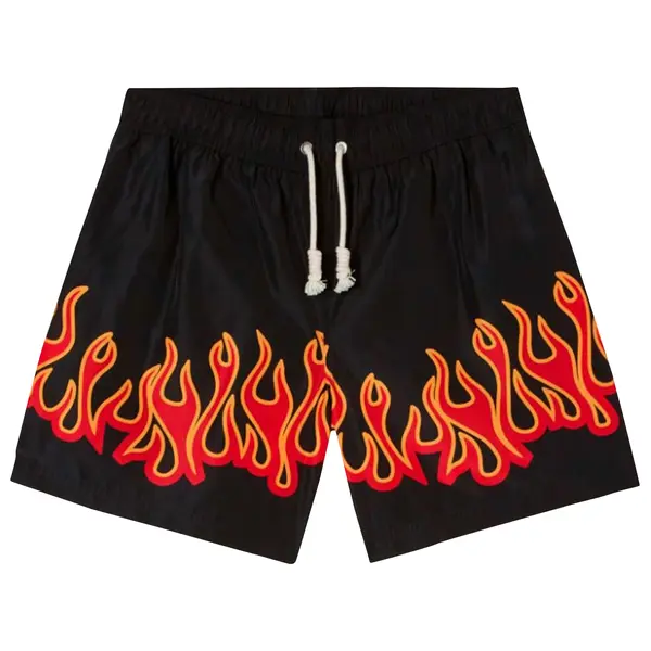 Palm Angels Burning Flames Print Swim Short /red - Black