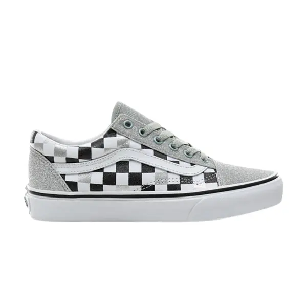 VANS Old Skool Glitter Checkerboard Sneakers - Silver