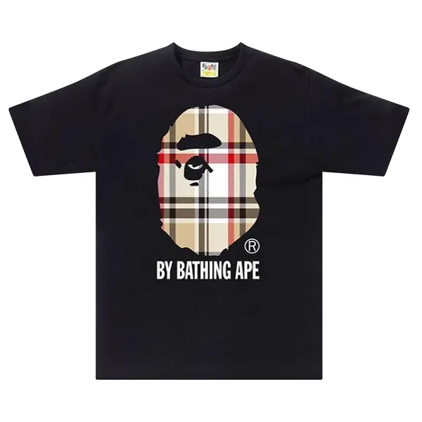 A BATHING APE Check Bathing Ape Tee /beige - Black