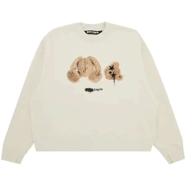 Palm Angels Spray Bear Crewneck /brown - Grey