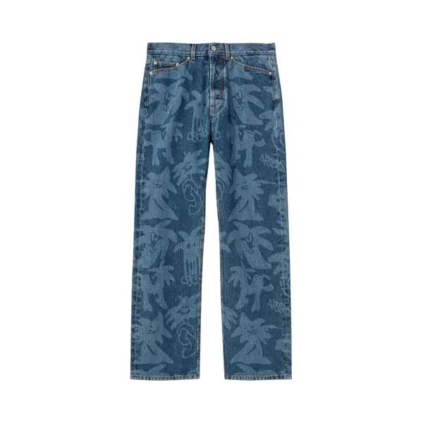 Palm Angels Palmity All Over Laser Denim Jeans - Blue