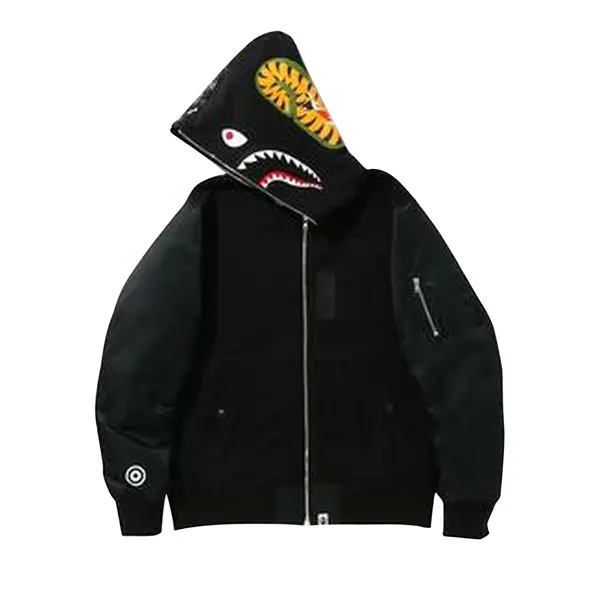 A BATHING APE Digital Camo Military Shark Hoodie - Black