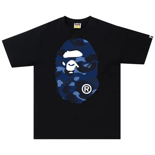 A BATHING APE Color Camo Big Ape Head Tee /navy - Black