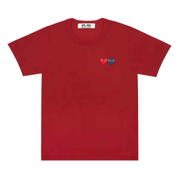 Play Comme Des Garcon Double Hearts T-shirt - Red