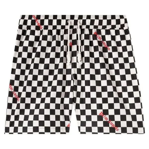 Palm Angels Damier Print Swim Short /red - Black