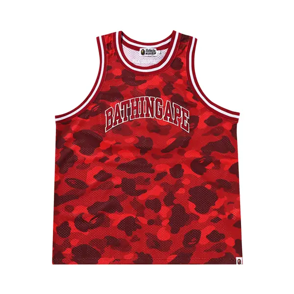 A BATHING APE Color Camouflage Basketball Tank Top - Red