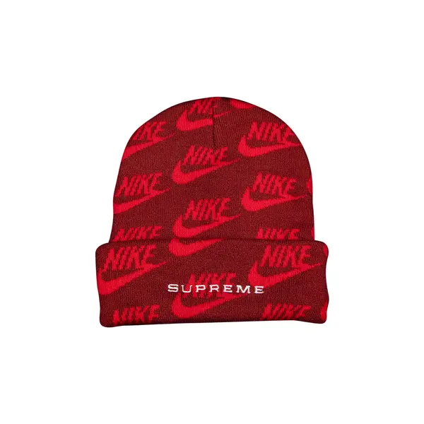 Supreme X Nike Jacquard Logos Beanie - Red