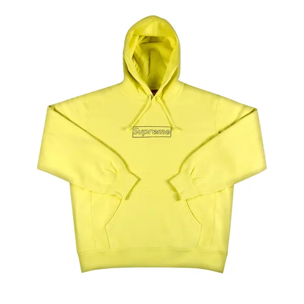 Supreme X Kaws Chalk Logo Hooded Sweatshirt - Yellow