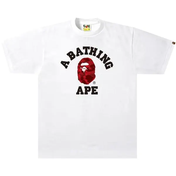 A BATHING APE Color Camo College Tee - White
