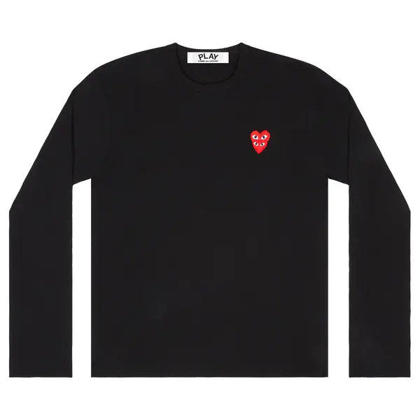 Play Comme Des Garcon Double Heart Long-sleeve T-shirt - Black