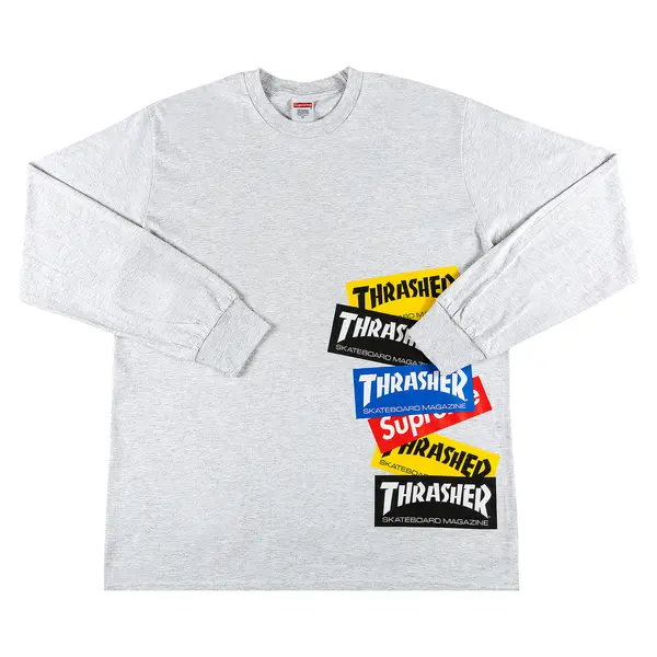 Supreme X Thrasher Multi Logo Long-sleeve Tee - Grey