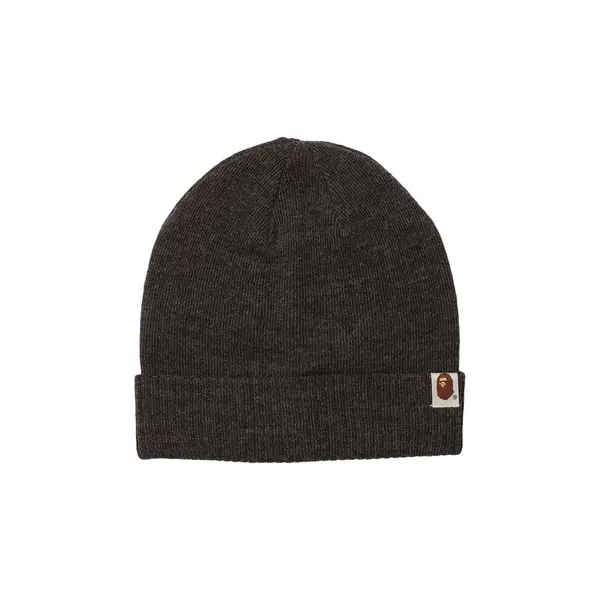 A BATHING APE Ribbed Knit Cap - Grey