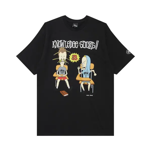 StüSsy Mtv Beavis And Butthead Knowledge Sucks Tee - Black