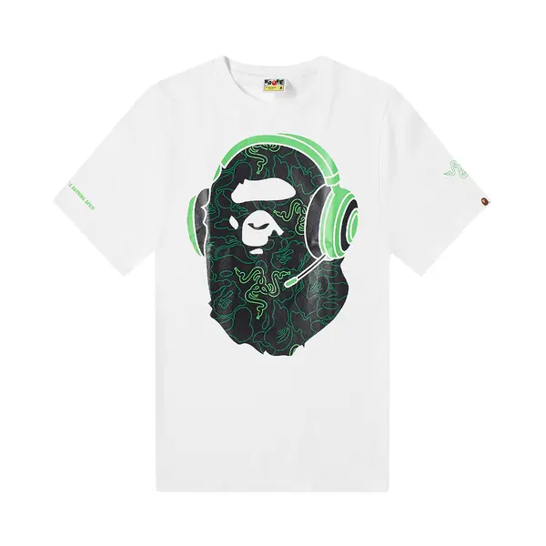 A BATHING APE X Razer Neon Camo Ape Head Tee - White