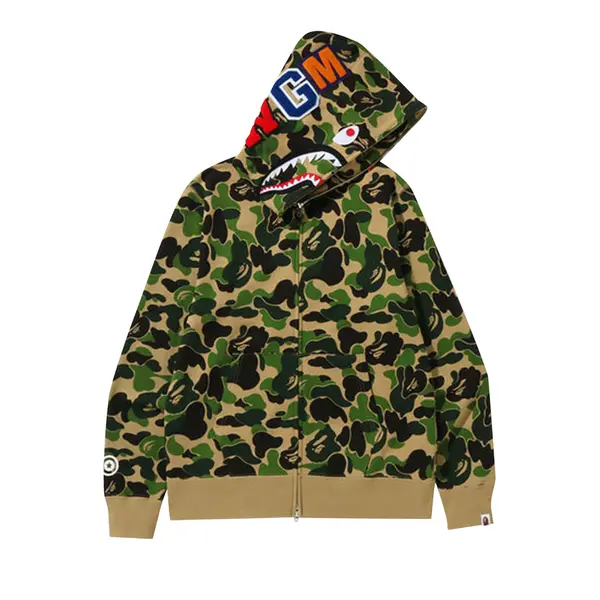 A BATHING APE Big Abc Camo Shark Full Zip Hoodie - Green