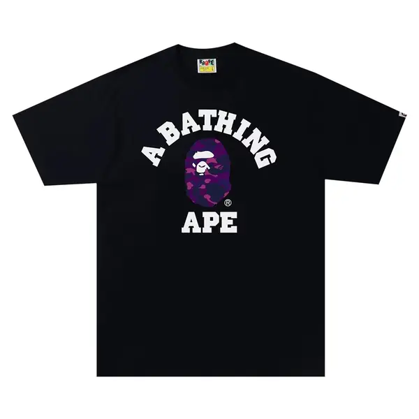A BATHING APE Color Camo College Tee - Black