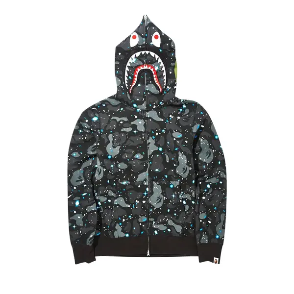 A BATHING APE Space Camo Shark Full Zip Hoodie - Black