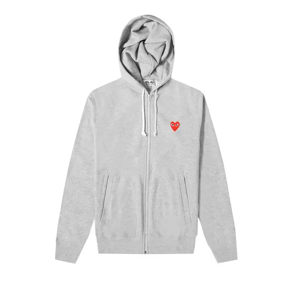 Play Comme Des Garcon Zip-up Hoodie - Grey