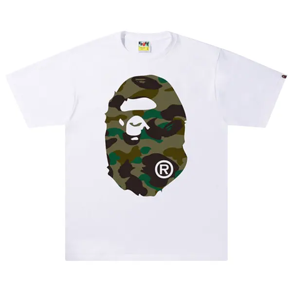 A BATHING APE 1st Camo Big Ape Head Tee /green - White