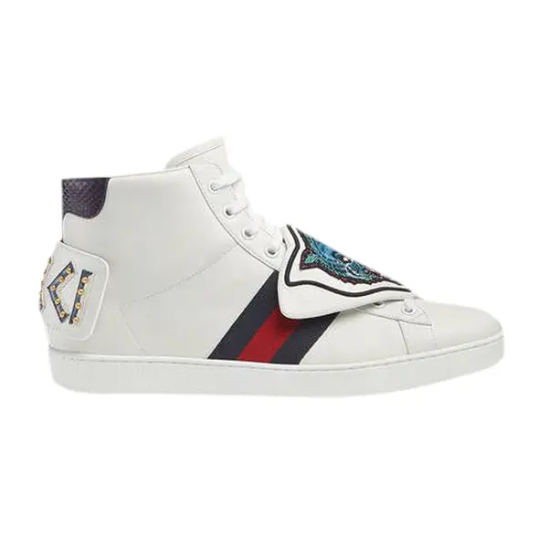 Gucci Ace High Top Sneakers With Removable Patches - White
