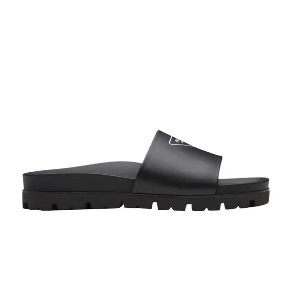 Prada Leather Slides - Black