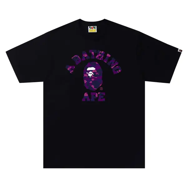 A BATHING APE Color Camo A College Tee /purple - Black