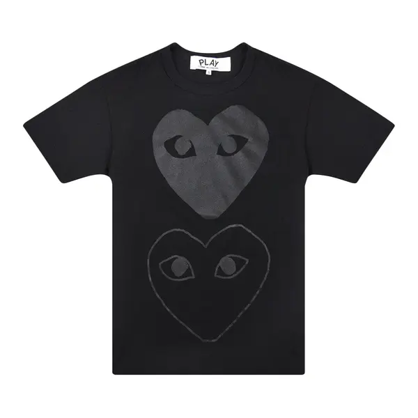 Play Comme Des Garcon Double Hearts T-shirt - Black