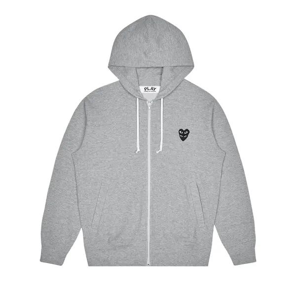 Play Comme Des Garcon Stacked Heart Hooded Sweatshirt - Grey