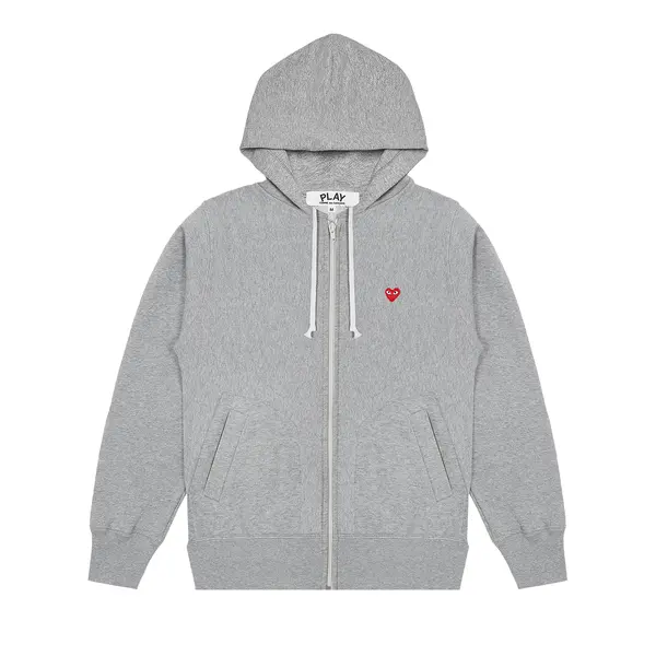 Play Comme Des Garcon Small Heart Zip Up Hoodie - Grey