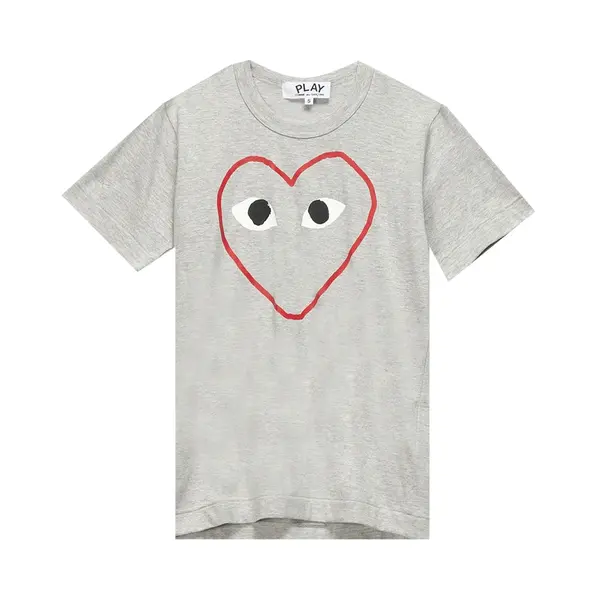 Play Comme Des Garcon Logo Print Tee - Grey