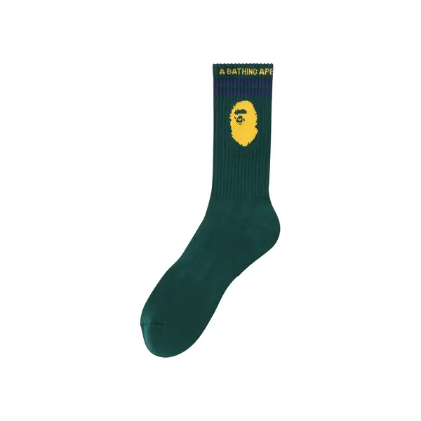 A BATHING APE Ape Head Line Socks - Green