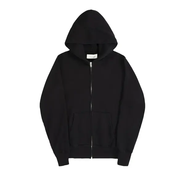 LES TIEN Cropped Zip Hoodie - Black