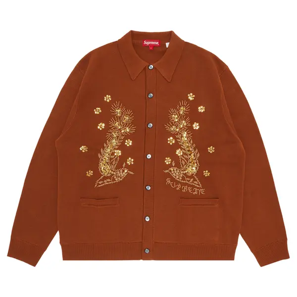 Supreme Beaded Appliqué Cardigan - Orange