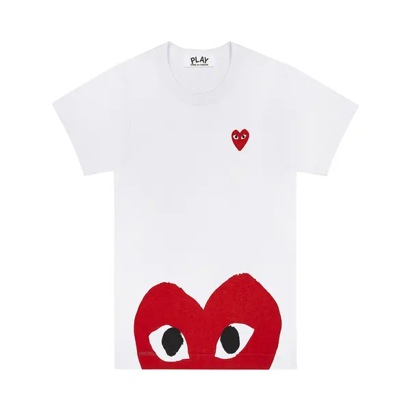Play Comme Des Garcon Bottom Heart Eye T-shirt /red - White