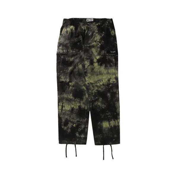 A BATHING APE Tie Dye Relaxed Fit 6 Pocket Pants - Black