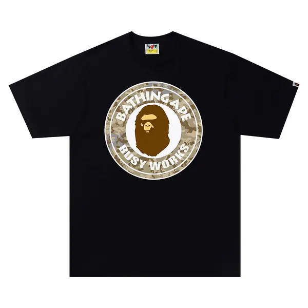 A BATHING APE Sand Camo Busy Works Tee - Black