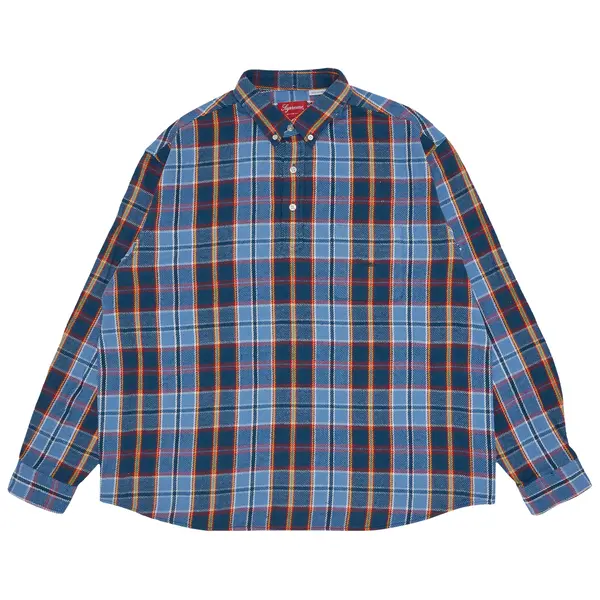 Supreme Plaid Flannel Pullover Shirt - Blue
