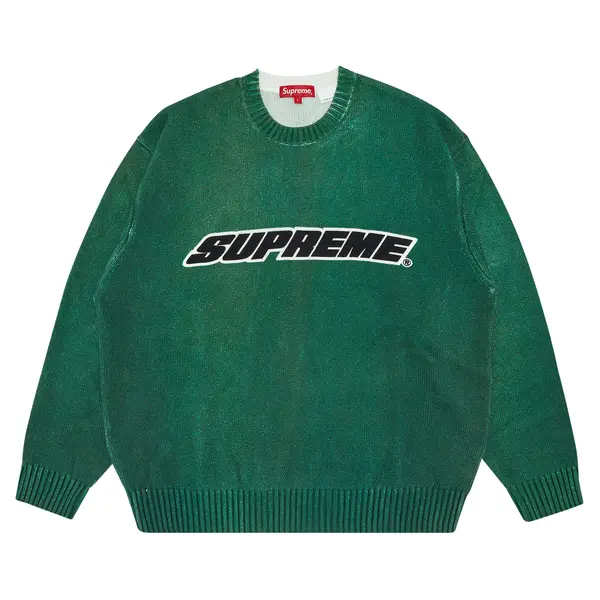 Supreme Printed Washed Crewneck Sweater - Green