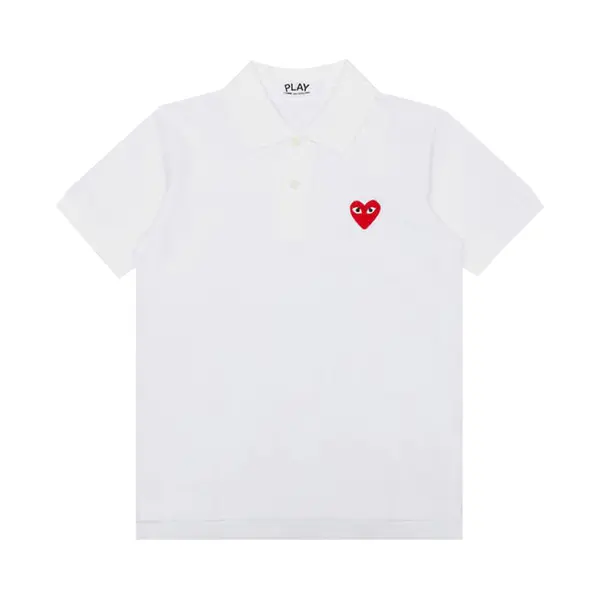 Play Comme Des Garcon Red Heart Polo Shirt - White