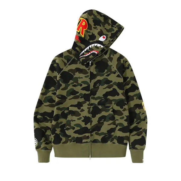 A BATHING APE 1st Camo Shark Full Zip Hoodie - Green