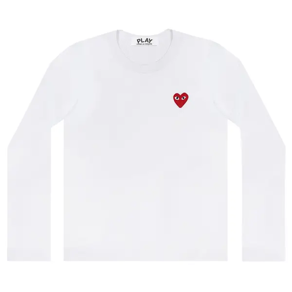 Play Comme Des Garcon Heart Long-sleeve T-shirt - White