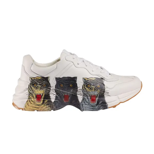 Gucci Rhyton Sneakers With Tiger Print - White