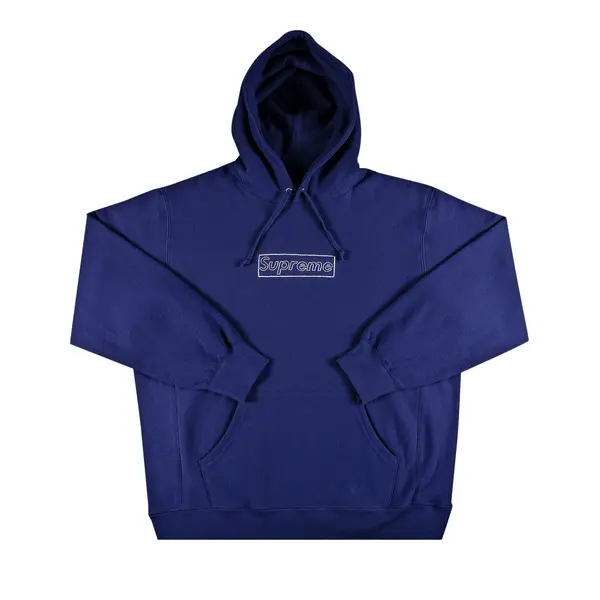 Supreme X Kaws Chalk Logo Hooded Sweatshirt - Blue