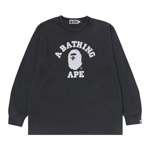 A BATHING APE Overdye College Long-sleeve Tee - Black