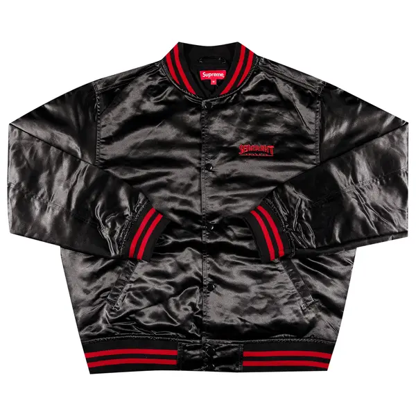 Supreme X Thrasher Satin Varsity Jacket - Black