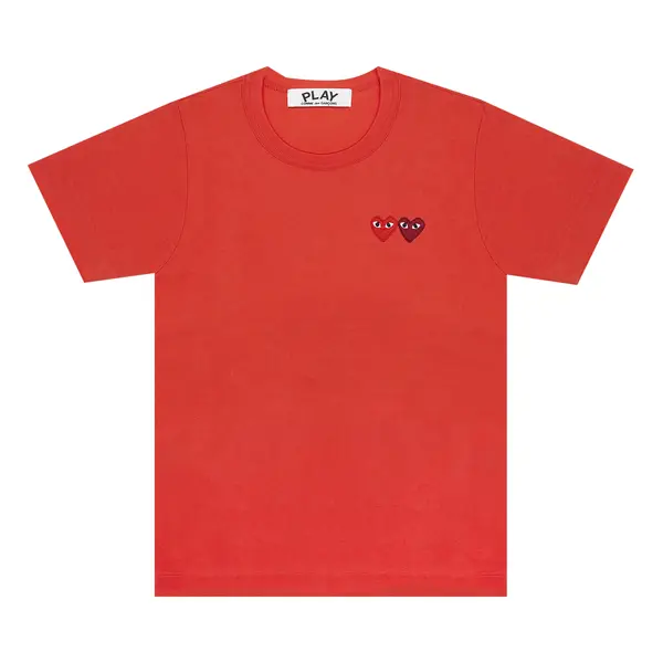 Play Comme Des Garcon Double Heart T-shirt - Red