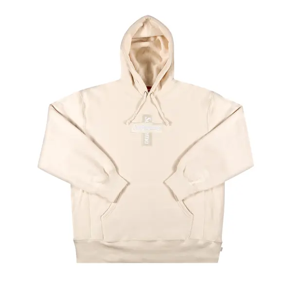 Supreme Cross Box Logo Hooded Sweatshirt - Cream